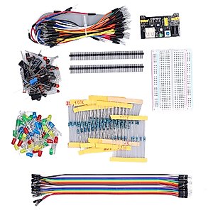 Electronic Component Kit Assortment Breadboard Capacitor Resistor PCB + Metal Basic Electronic Starter Kit One-Stop Learning Electronics and Programming Tools for