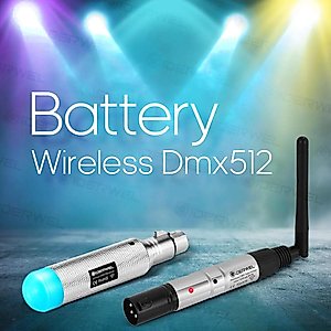 GIDERWEL 2pcs DMX512 DMX Dfi DJ 2.4G Wireless Receiver Transmitter 1 Rechargeable Built-in Battery Receiver and 1 Transmitter Lighting Controller for Stage Light Party Light