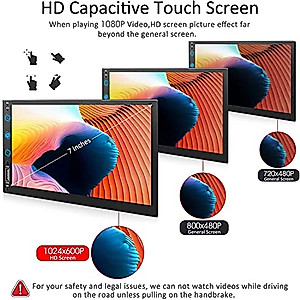 Double Din Car Stereo Radio Voice Control Apple Carplay & Android Auto, 7In HD LCD Touch Screen Bluetooth 5.2, MP5 Player with Mirror Link, Front/Backup Camera, USB/SD A/FM Audio Receiver, Subwoofer