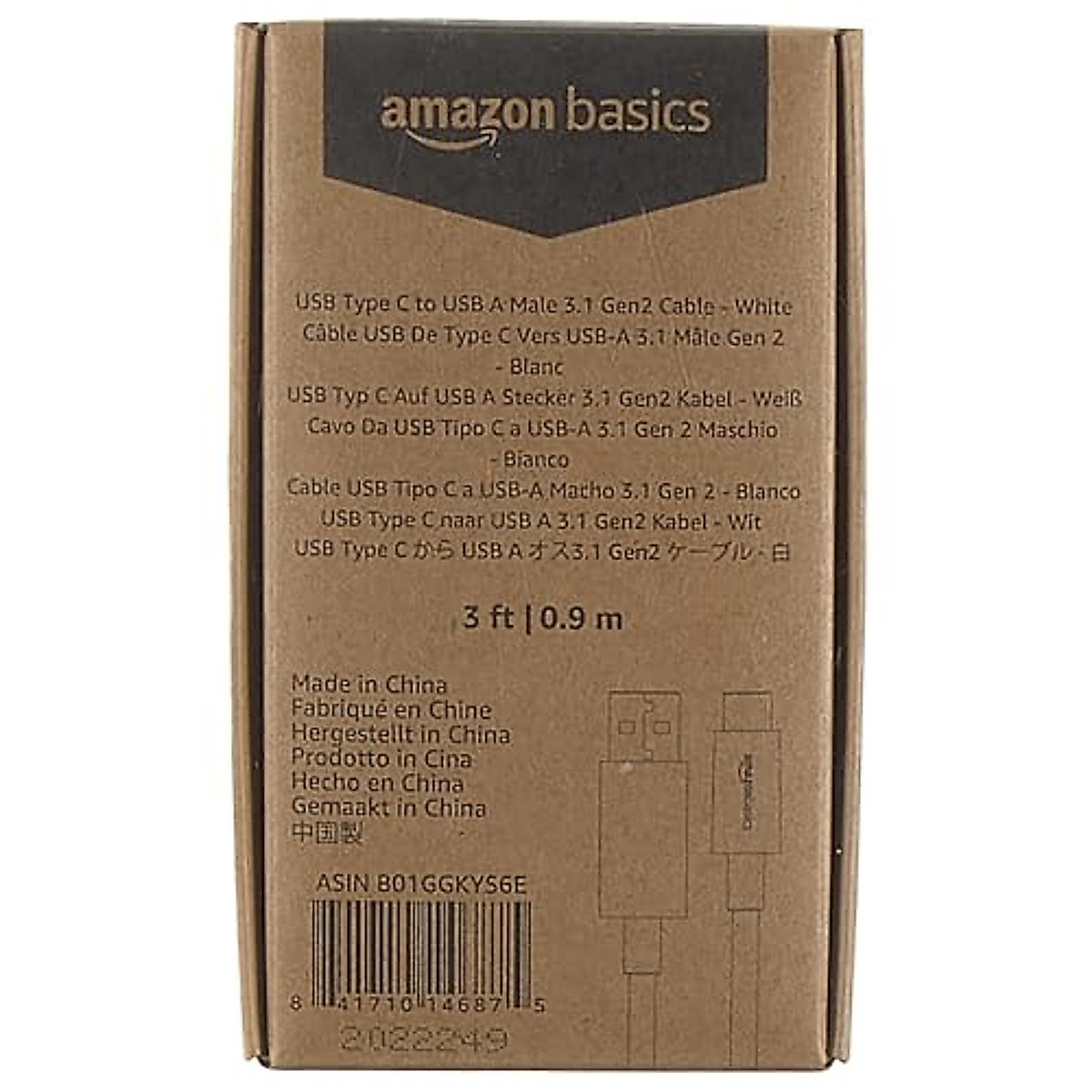 Amazon Basics USB-C to USB-A 3.1 Gen 2 Adapter Fast Charger Cable, 10Gbps High-Speed, USB-IF Certified, for Apple iPhone 15, iPad, Samsung Galaxy, Tablets, Laptops, 3 Foot, White