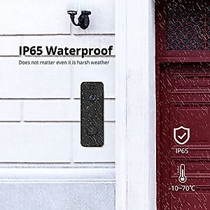 JWMGKJ Video Doorbell Camera, Wireless Doorbelll Camera WiFi with Chime, 1080P, 2-Way Audio, Night Vision, Motion Detection, IP65 Waterproof (Black)