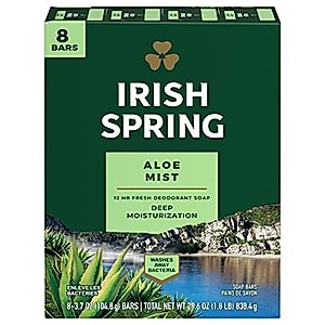 Irish Spring Aloe Bar Soap, (00035000141705), 3.7 Ounce (Pack of 8)