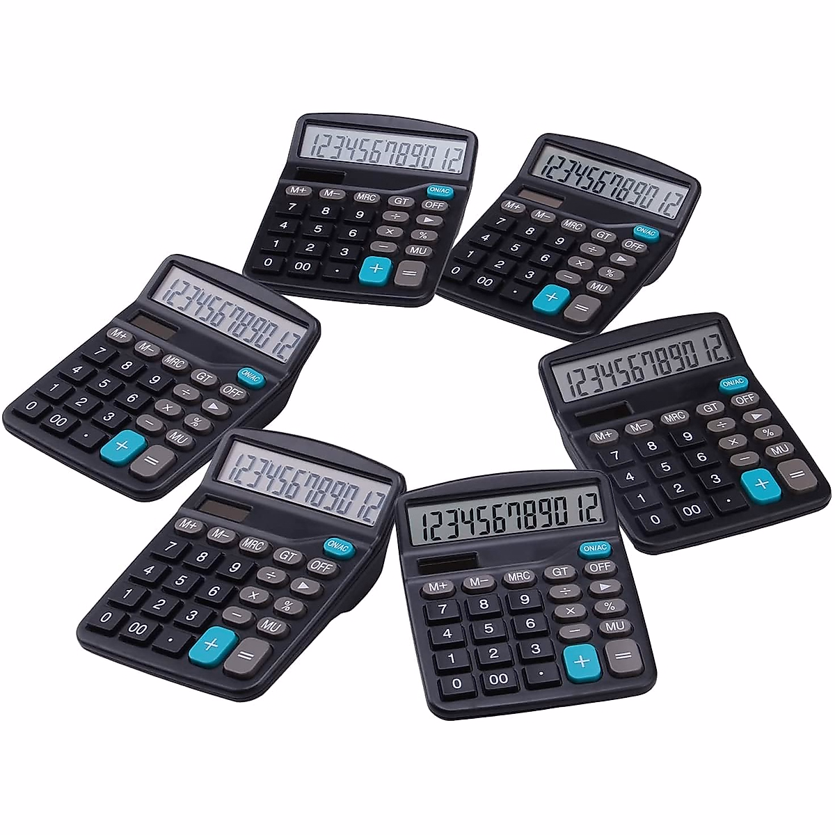 LICHAMP Desk Calculators with Big Buttons and Large Display, Office Desktop Calculator Basic 12 Digit with Solar Power and AA Battery (Included), 5 Bulk Pack