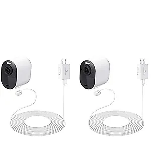 25ft/7.6m Weatherproof Outdoor Charging Cable with Quick Charge Adapter Compatible with Arlo Ultra/Ultra 2/Pro 3/Pro 4 (2 Pack, White) (NOT Compatible with Arlo Essential Spotlight)