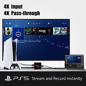 Mirabox USB3.0 HDMI Video Capture Card for Nintendo Switch, 1080P 60FPS HD Game Capture Device Cam Link With HDMI Passthrough Work with DSLR Xbox PS4 for OBS Twitch Game Live Streaming and Recording