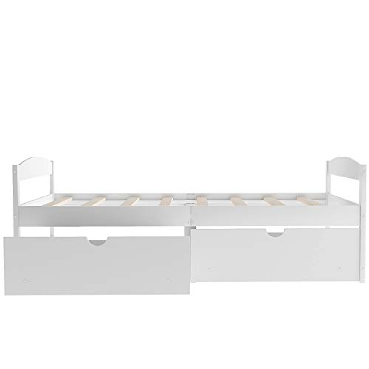 Lifeand Twin Size Daybed with 2 Drawers,Wood Storage Platform Bed for Kids Teens and Adults,No Box Spring Needed,White