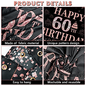 60th Birthday Decorations for Women - Happy 60th Birthday Banner Party decorations Cheers to 60 Years Birthday Party Suppiles Rose Gold Backdrop for 60th Birthday Decor (71 x 45 inch)