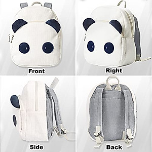 Hisnho Cute Toddler Backpack, Mini Baby Boy Girl Gift Cotton Bag Little Kid Cartoon Preschool Bookbag Animal Bag Travel Bag for Baby Girl Boy (White Panda)
