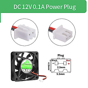 2-Pack 60mm by 60mm by 15mm 6015 12V DC 0.10A Dual Ball Bearing Brushless Cooling Fan 2pin