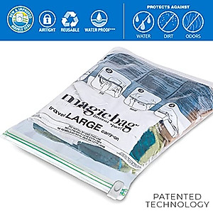 MagicBag 5-Pack Large Suitcase Travel Compression Bags Instant Space Saver Storage - Airtight Double Zipper - Suits, Dresses, Dress Shirts, Pants, Slacks, Pillows, Cruise Ship Essentials