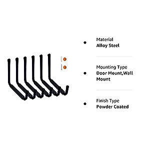 HauSun Heavy Duty 9" Arm Large Indoor Outdoor Storage Hooks Hangers with EVA Protector, Wall Mount Garage Hangers & Organizer for Ladders,Tools,Bikes,Jeep Door Hanger| 6 Pack