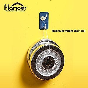 Hamoer Self-Adhesive Wall Hooks for Bathroom Kitchen Laundry Waterproof Non-Rust Color Pattern Home Improvement Sticky Hook 8Pack, Multicolor