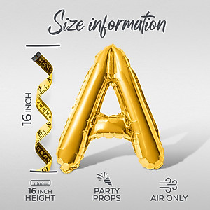 Letter Balloons - PARTY ANIMAL 16" Inch Alphabet Letters Foil Mylar Balloon Kids Birthday Party Balloon Banner (Gold)