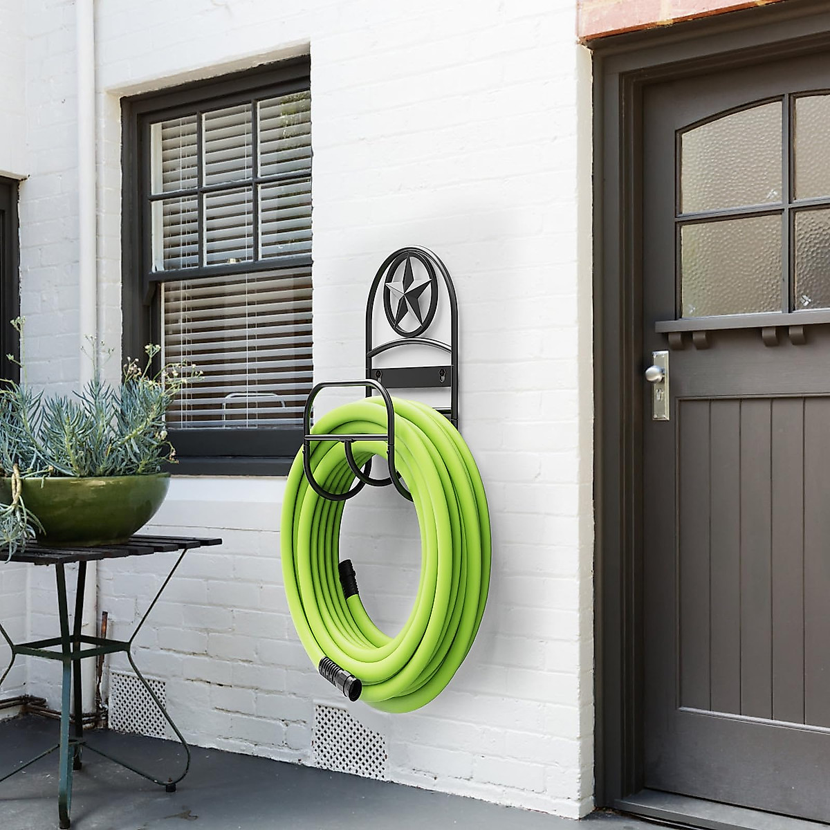 GOFORWILD Garden Hose Holder, Decorative Hose Butler Sturdy Water Hose Rack, Durable Wall Hose Hanger, Holds 125-Feet of 5/8-Inch Hose, Hose Reel, Made of Gauge Steel