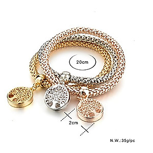 Long Way 3Pcs Gold Silver Rose Gold Plated Charm Bracelet for Women Stretch Crystal Multilayer Bracelet