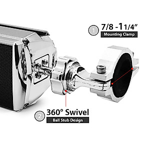 GoHawk RE9-X Gen.3 Waterproof Bluetooth Motorcycle Stereo Speakers LED Soundbar 7/8-1.25 in. Handlebar Mount MP3 Music Player Audio Amplifier System ATV 4 Wheelers USB AUX FM Radio