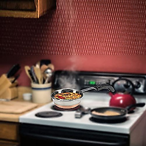 Khandekar Stainless Steel Spice Heating Tadka Frying Pan with Copper Bottom and Red Handle - 11 inch (28 cm)