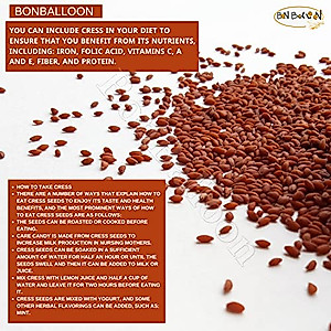 bonballoon (14 oz / 400 gm) Organic Herbal Garden Cress Seed Seeds Lepidium Sativum Halim Chandrashoor Chandrasur Cresson De Fontaine For Agriculture & Health حب الرشاد