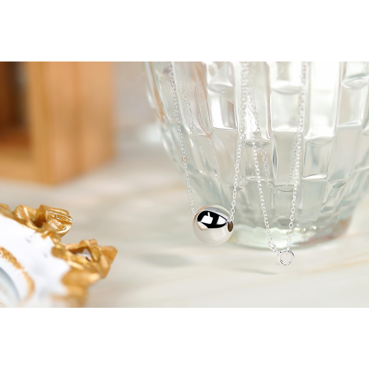 Hoops & Loops Sterling Silver 10mm Polished Ball Bead Necklace (sterling silver)