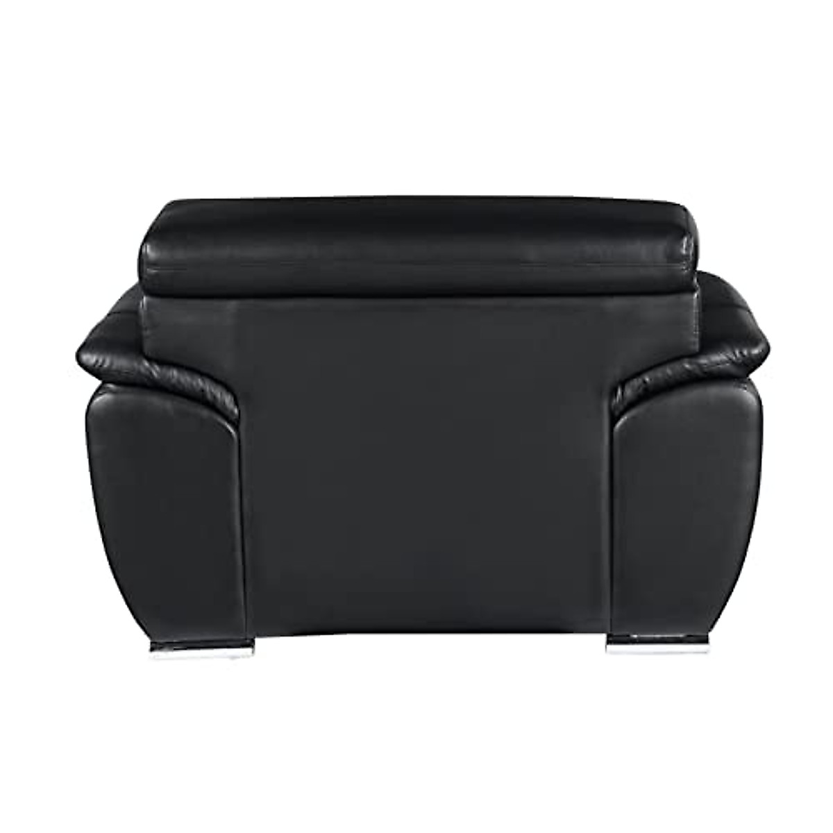 Blackjack Furniture 4571 Veal Collection Leather Upholstered Modern Living Room Chair, Loveseat, Sofa, Black