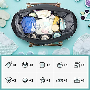 Sucipi Diaper Tote Bag,Hospital Bag,Mommy Bag for Hospital,Large Capacity Waterproof Multifunctional hospital bags for labor and delivery Baby Tote Bag for Baby Care (Black)