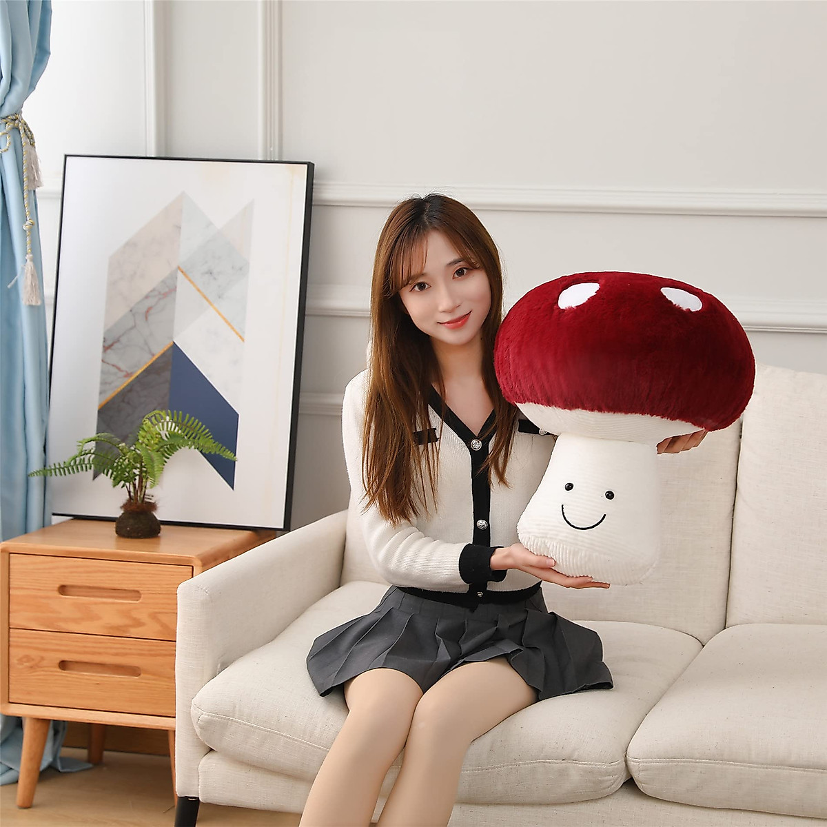 Fun Sunma Lovely Mushroom Cotton Pillow Stuffed Plush Mushroom Pillow (8 inches)