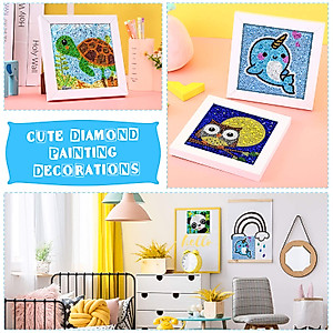 4 Packs 5d Painting Kit for Kids Diamond Painting Drill Painting by Number Kits Kids Diamond Arts Crafts for Home Wall Decor (Turtle Panda Whale Owl)
