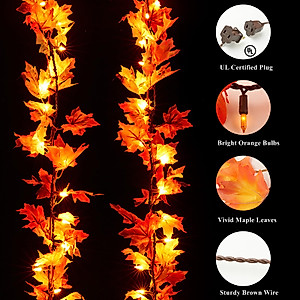 Fall Decor Fall Decorations for Home 9FT Plug in Fall Garland with Lights 50 Orange Bulbs Connectable Lighted Fall Garland Lights for Indoor Outdoor Halloween Thanksgiving Harvest Decorations
