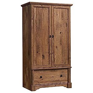 Pemberly Row Traditional Style Wardrobe Armoire with Drawer in Vintage Oak