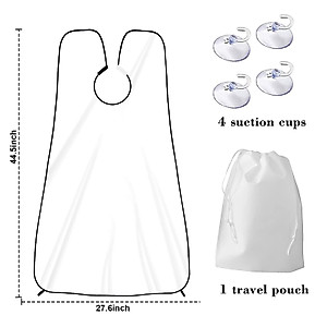 HuaShanDa Beard Bib Beard Apron, Beard Catcher for Men Shaving and Trimming, Waterproof and Non-Stick Beard Cape Grooming Cloth with 4pcs Suction Cups and Travel Pouch, Best Gifts for Men- White