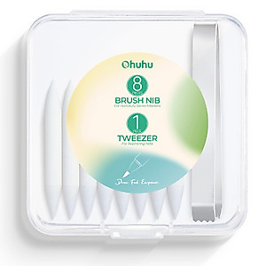 Ohuhu Markers Replacement Super Brush Nibs of Honolulu & Honolulu B Series - Pack of 8 - A Tweezer included - Comes in A Storage Box