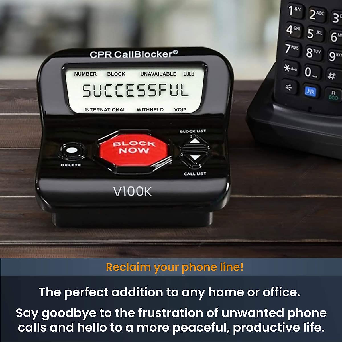 CPR V100K Spam Call Blocker for Landline Phones – Stop All Unwanted Calls at a Touch of a Button - Scam Call Blocker for Home Phones