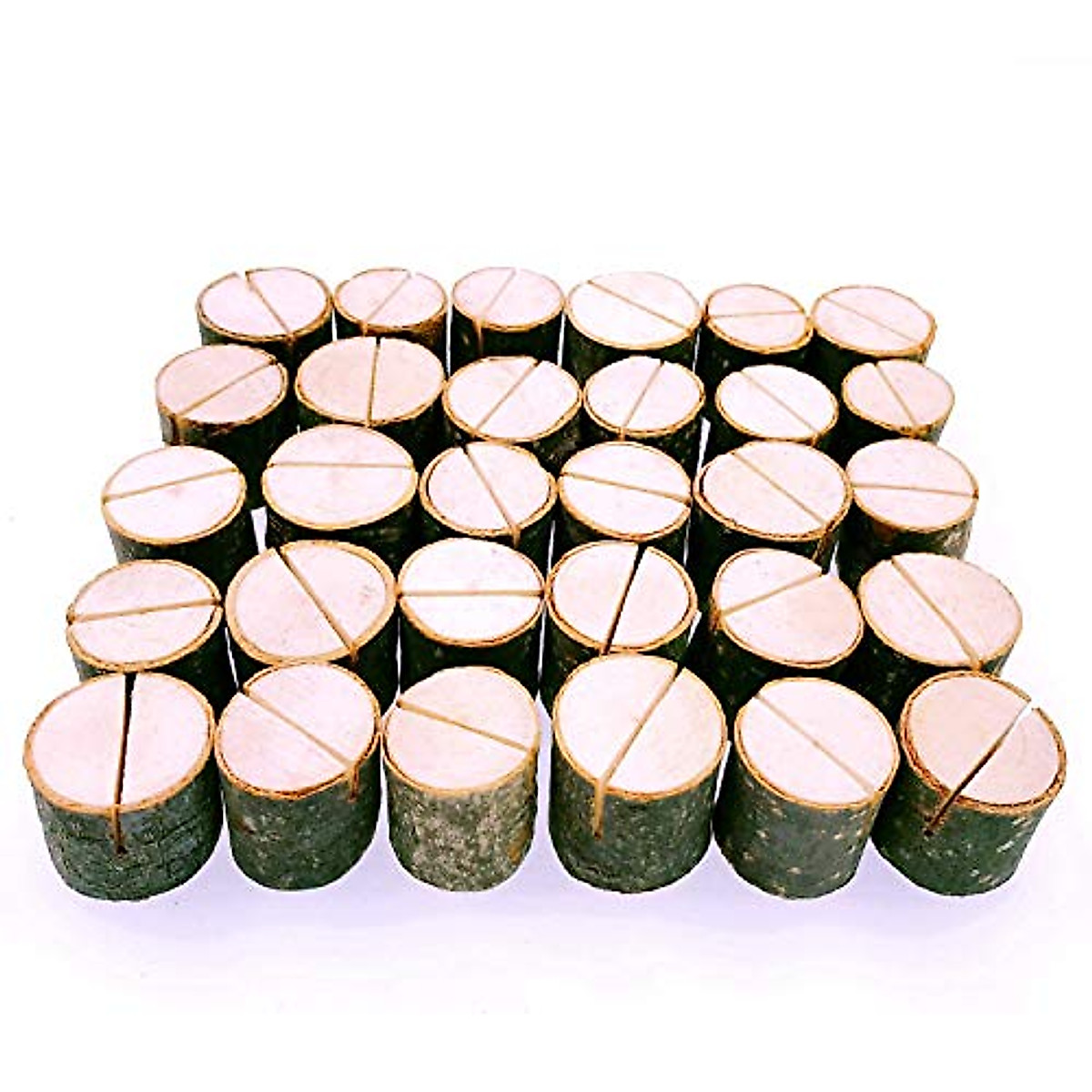 JZK 30 x Real Wood Wedding Table Number Holders Name Card Photo memo Place Card Holder Stand for Rustic Theme Wedding Christmas Birthday Garden BBQ Party