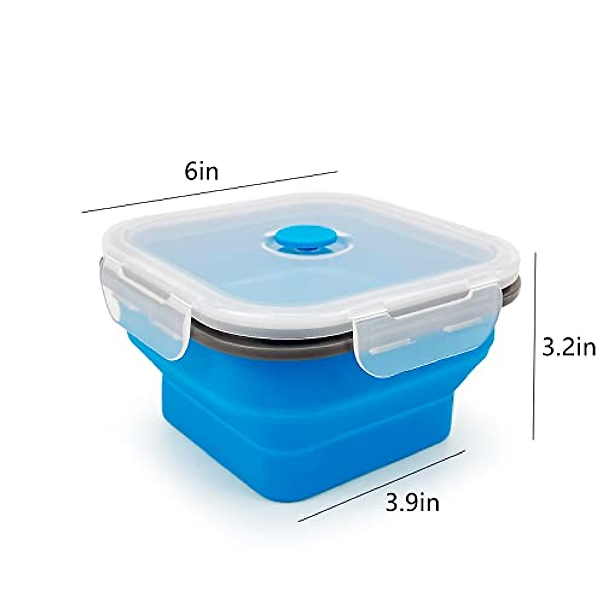 CARTINTS 900ml Collapsible Bowl With Plastic Lid for Camping, Silicone Lunch Container Set Includes Foldable Spoon, Space-Saving Travel Food Container, Microwave Freezer Safe, Blue