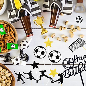 28 PCS Soccer Cake Topper Soccer Ball Player Cake Decorations for Soccer Birthday Party Sport Party Supplies