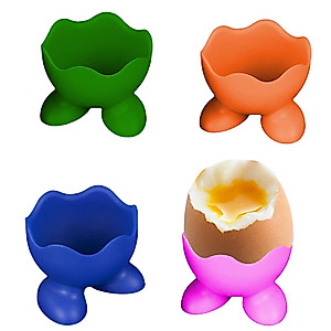 JOINSI 4Pcs Silicone Egg Cups Stands Holders for Serving Hard and Soft Boiled Eggs, Random Color