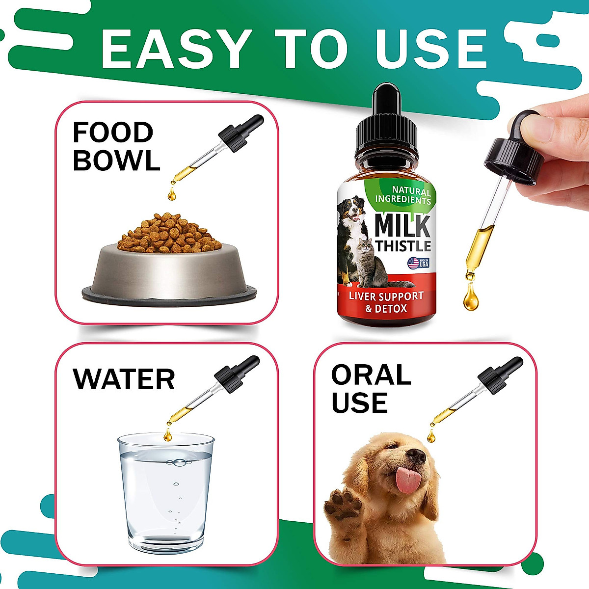 Liver Support Supplement for Dogs & Cats - Milk Thistle Liver Support - Canine Hepatic Care - Cat & Dog Liver Cleanse - Max Effect Liquid Drops