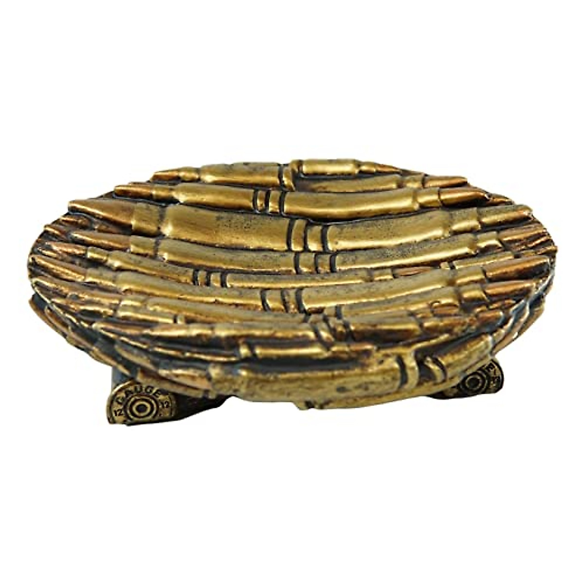 Ebros Gift Rustic Western Military Style Spherical Rifle Ammo Rounds Shells Gold Tone Bullets Bathroom Accessory (Liquid Soap Pump Dispenser, Tumbler Cup, Soap Dish and Toothbrush Holder Set of 4)