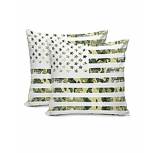 applebless Set of 2 Throw Pillow Covers Square for Home Decor, Camo 18x18 Inch Cotton Reversible Pillow Case Sofa Soft Cushion Cases for Bedroom Couch Bed Car Chair