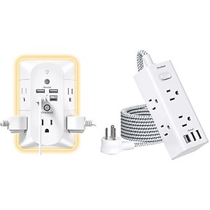 Surge Protector, Outlet Extender Power Strip, USB Wall Charger, Multi Plug Outlets with Spaced Outlets for Home, Office