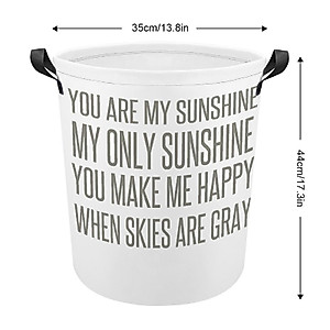 You Are My Sunshine Vintage Laundry Basket Large Round Canvas Laundry Hamper with Handles Foldable Storage Bin for Dirty Clothes Hamper Bedroom Bathroom