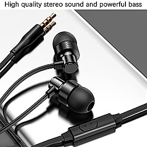 3 Pack Earbuds Headphones with Microphone & Remote, lyfLux in Ear Earphone Stereo Sound Noise Isolating Tangle Free, with Heavy Bass, for Smartphones, Laptops, Fits 3.5mm Interface Device (Black)