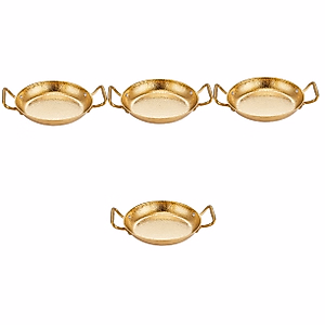 HANABASS 4pcs Dinner Nonstick Tray Pan for Use Hotpot Snack Chicken Steel Nabe Handle Cookware Serving Pot Induction Foods Golden Kitchen Home Paella Plate Restaurant Skillet Handles
