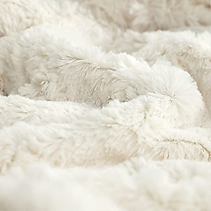 TOONOW Fuzzy Blanket Cozy Faux Fur Luxury Throw Blanket, Extra Soft, Double Sided, Fluffy, Plush Warm Throw Blanket for Couch Sofa Bed, 51''x67'' (White)