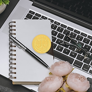 CRASPIRE 2 Inch Gold Embossed Envelope Seals Stickers Scales 100pcs Round Adhesive Gold Foil Seals Stickers Medal Decoration Label for Wedding Invitations Certification Graduation Corporate