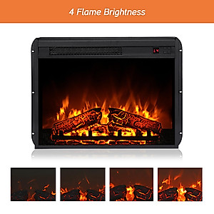 WAMPAT 23" Electric Fireplace Insert, Wall Mounted and TV Stand Cabinet Recessed Fireplace Heater with Remote & Panel Control, 4 Flame Brightness, 8H Timer, Overheating Protection, 1400W