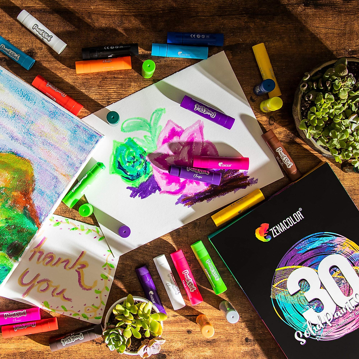 Tempera Paint Sticks (30 Large Paint Sticks) - Paint sticks for Kids Washable - Safe Arts and Craft Paint Sticks for Toddler or Child Use - For Wood Paint, Glass Paint, Rock Paint, or Poster Paint