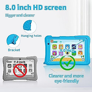 Android Tablet 8 inch Tablet, Android 12 Tablets Google GMS, HD1280*800, 3GB+32GB Storage, 4000mAh Battery, WiFi, Bluetooth, Shockproof Case(Blue) pre-Installed IWAWA, Switchable to Kids for Tablets