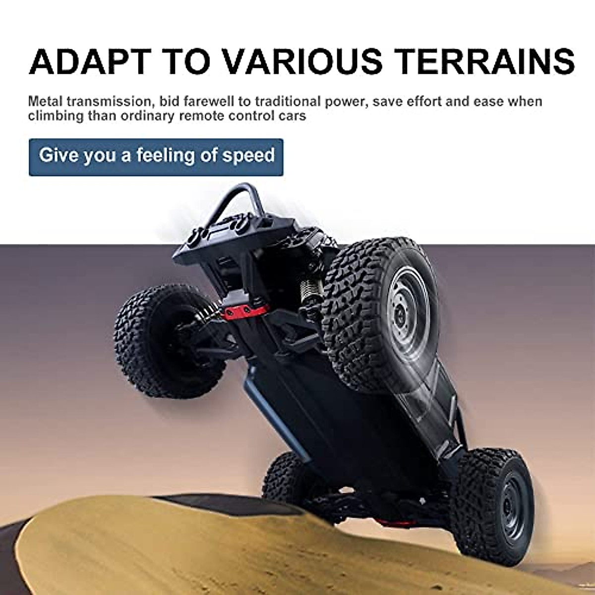 RKSTD High Speed RC Car, 1:16 Full Scale RC Off-Road Truck, All Terrain 4WD RC Truck with LED Light, Speed 38km/h Electric RC Off-Road Vehicle Toy, Gift for Adults and Kids