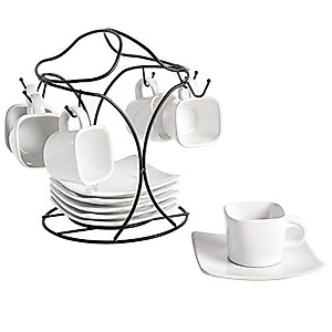 Gibson Home Gracious Dining Dinnerware, 13pc Cups Stand, White